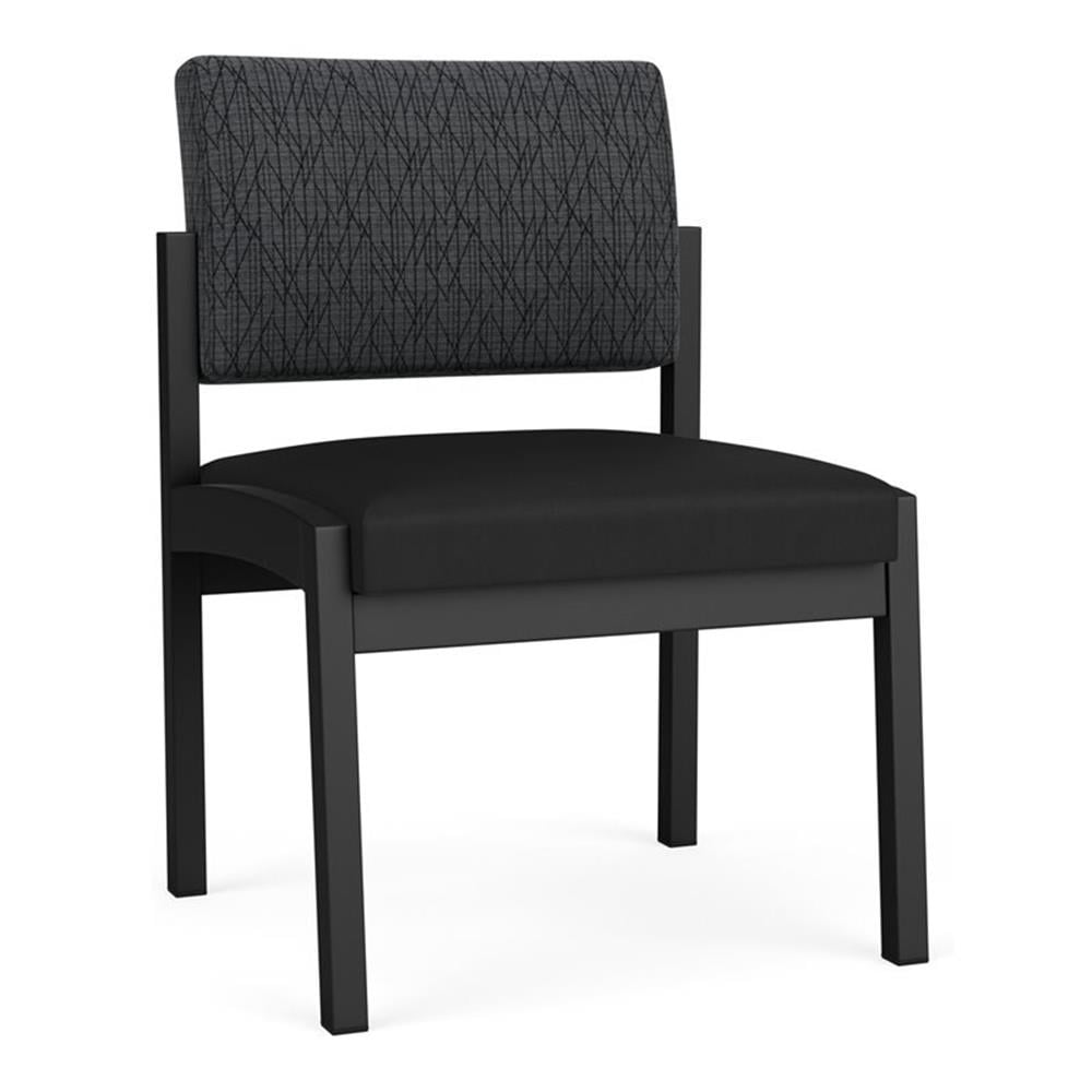 Pemberly Row Reception Armless Guest Chair/Black Steel/Dark Gray/Black ...