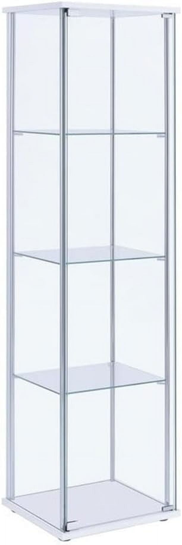 Pemberly Row Rectangular 4-Shelf Glass Curio Cabinet White and Clear ...