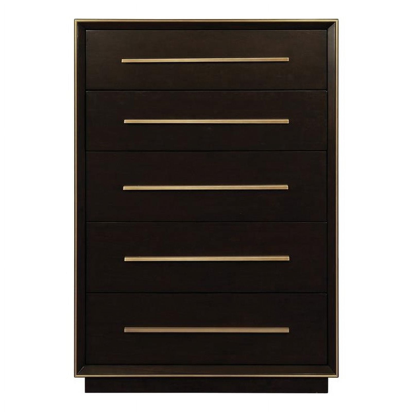 Pemberly Row Rectangular 5-drawer Modern Wood Chest in Brown Finish ...