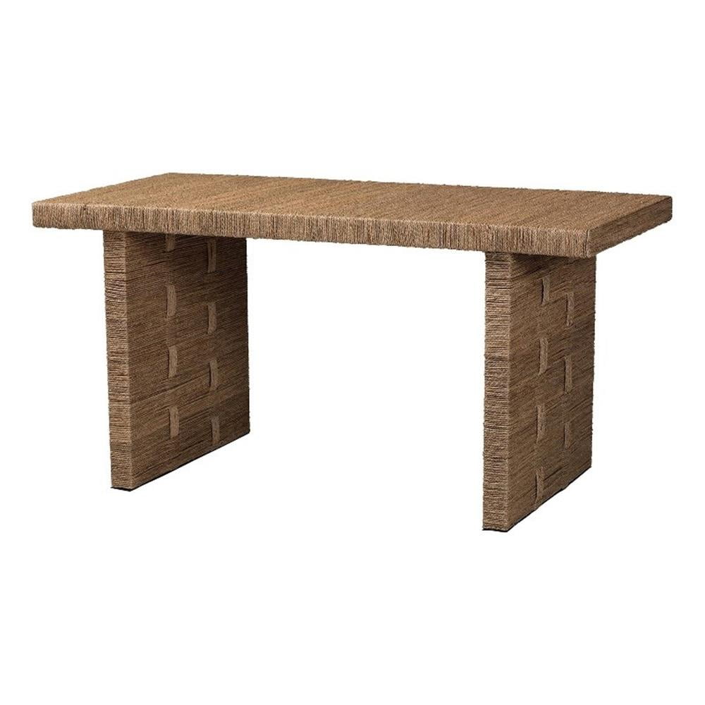Pemberly Row Rectangular Seagrass & Wood Dining Table in Natural Brown ...