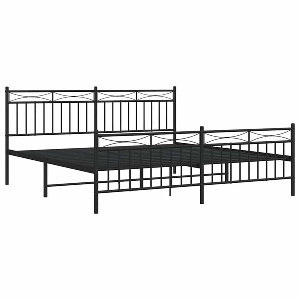 Pemberly Row Rectangular Traditional Steel Full Bed Frame in Black ...