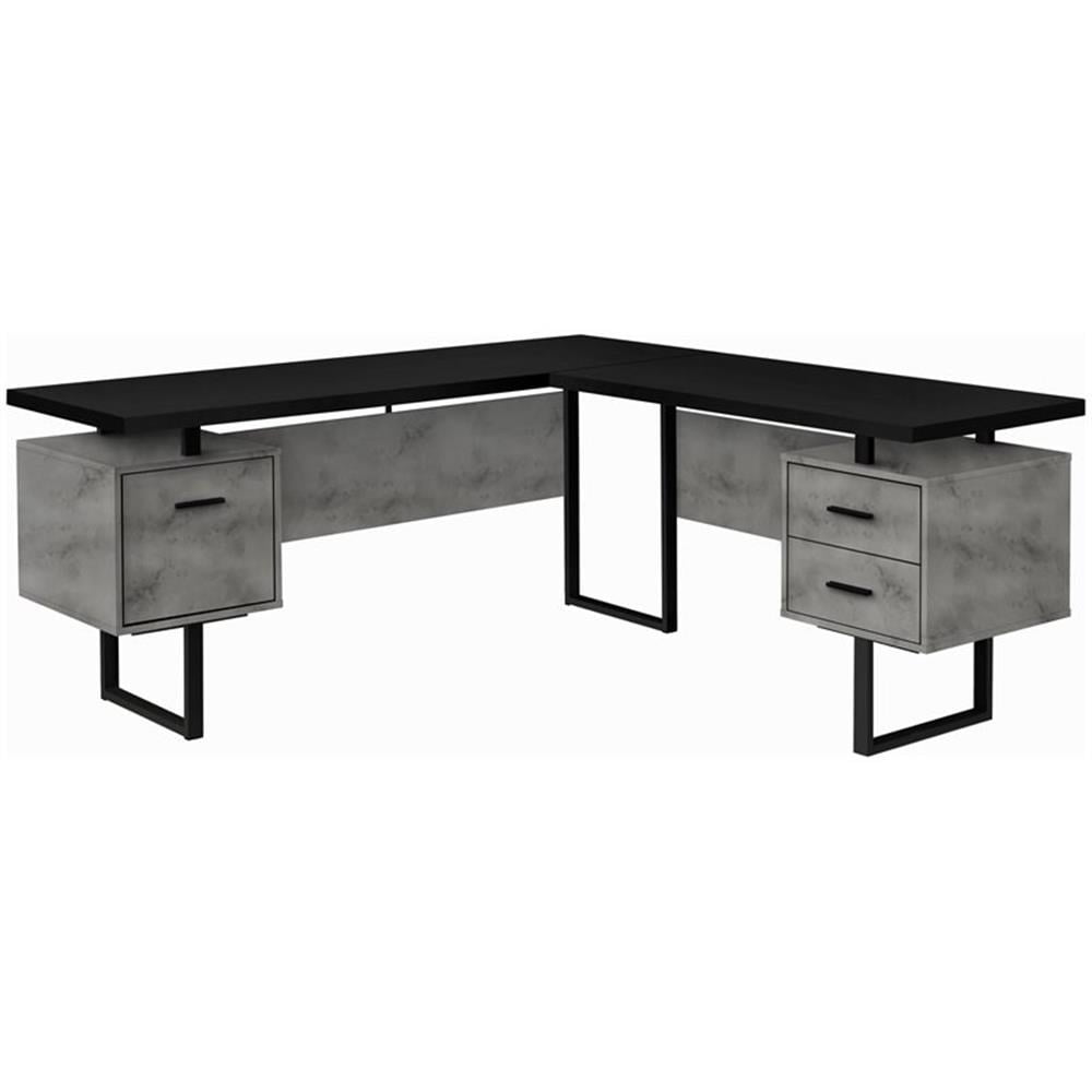 Pemberly Row Reversible Wooden L Shaped Corner Computer Desk in Black ...