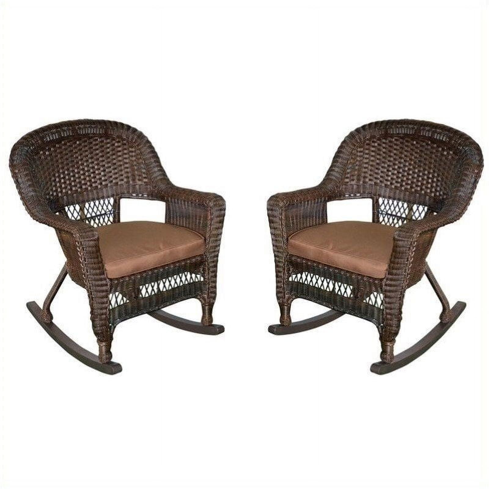 Pemberly Row Rocker Wicker Chair in Espresso and Brown (Set of 2 ...