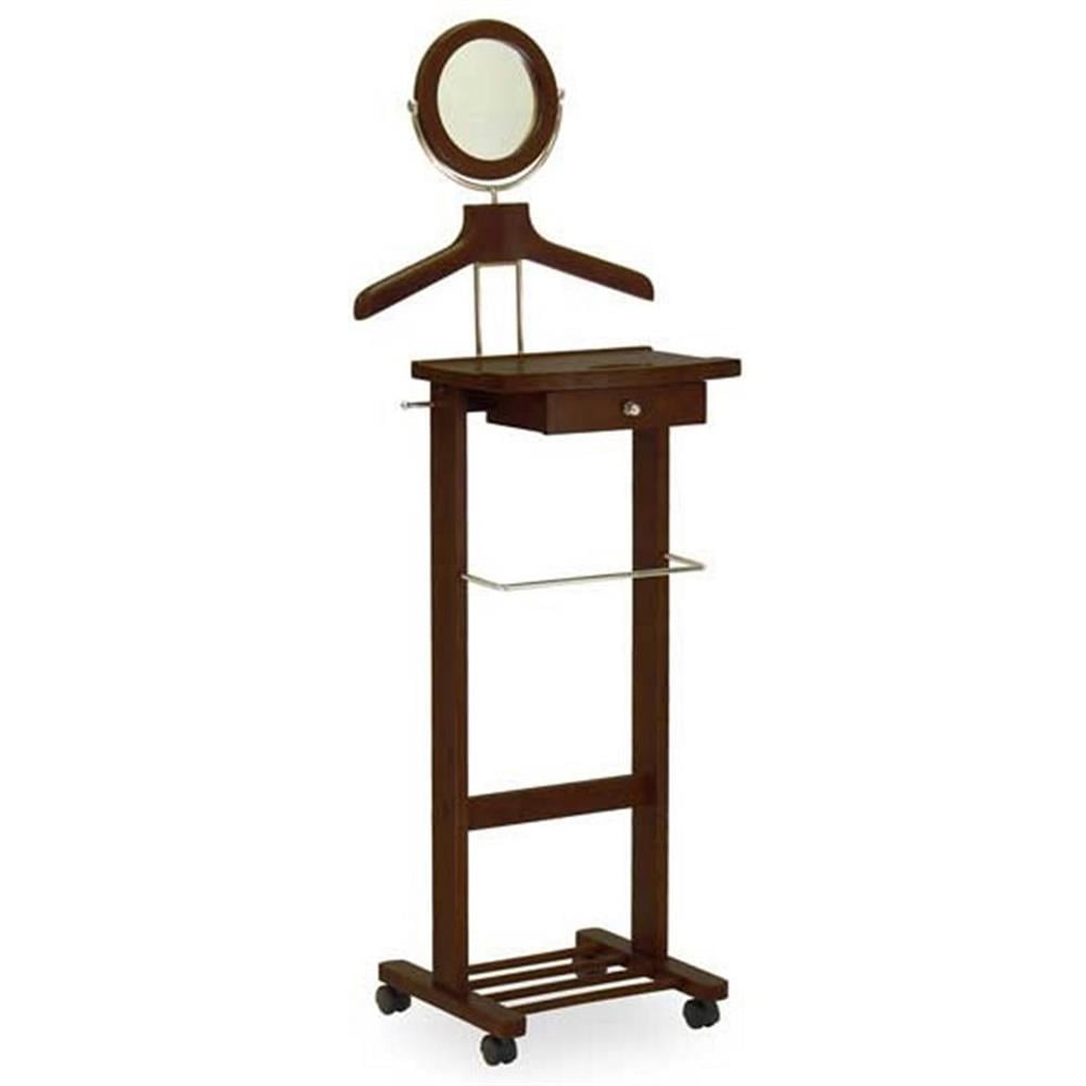 Pemberly Row Rolling Transitional Solid Wood Valet Stand in Antique ...