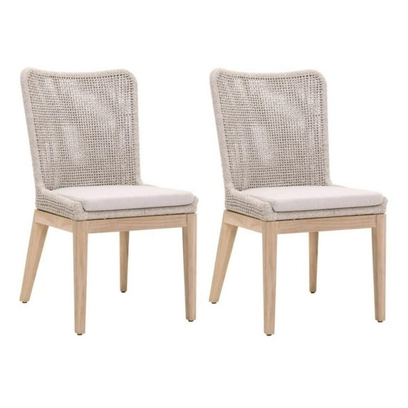 Pemberly Row Rope Weave Outdoor Dining Chair in Gray (Set of 2 ...