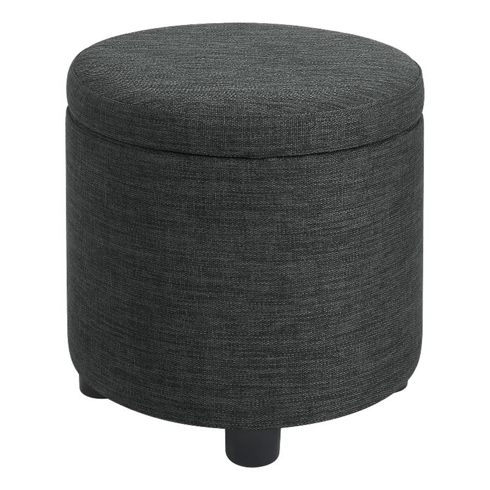 Pemberly Row Round Accent Storage Ottoman w/Reversible Lid in Gray ...