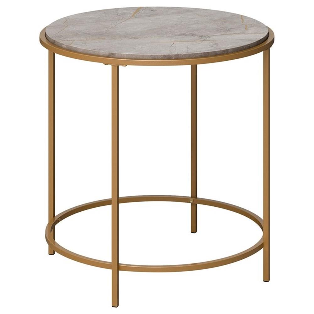 Pemberly Row Round Contemporary Metal End Table in Gold Satin/Deco ...