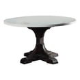 Pemberly Row Round Marble Top Dining Table with Pedestal Base in White ...