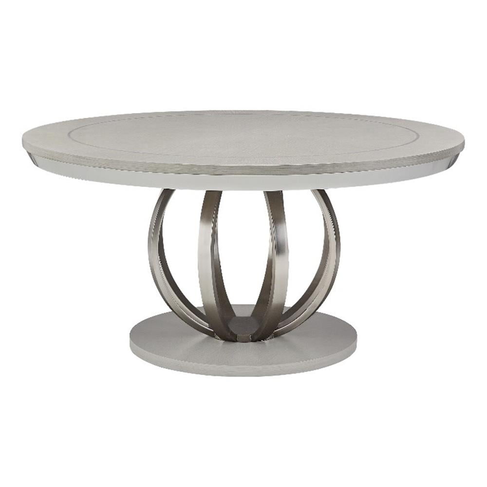 Pemberly Row Kitchen & Dining Round Table, Poplar & Steel in Moonlight ...