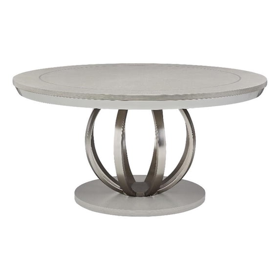 Pemberly Row Kitchen & Dining Round Table, Poplar & Steel in Moonlight ...