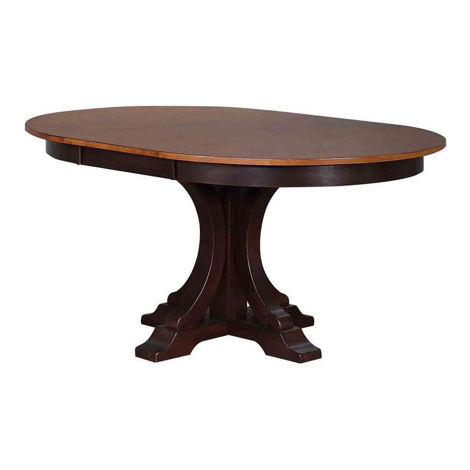Pemberly Row Round Rubberwood Dining Table in Whiskey / Brown - Walmart.com