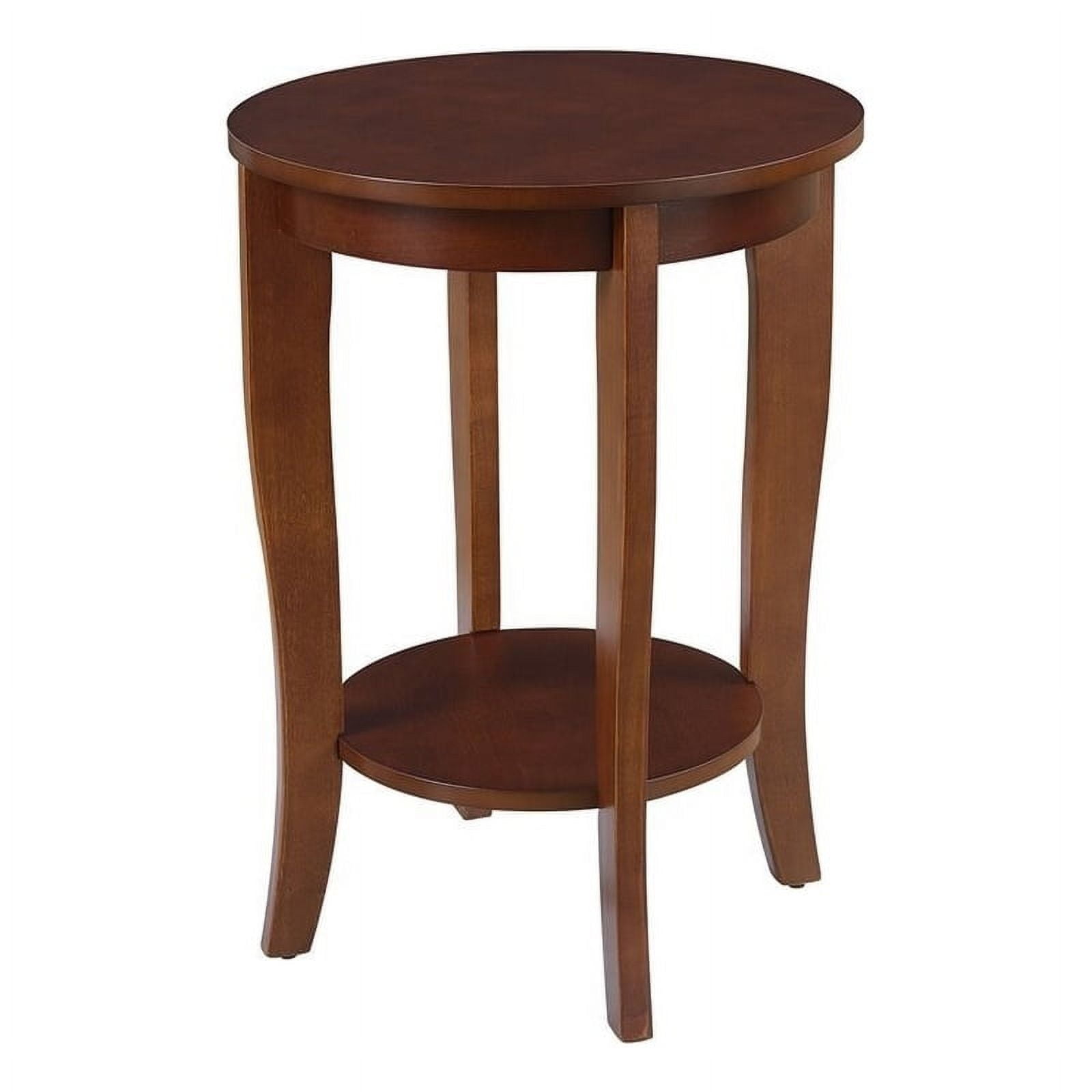Pemberly Row Round Transitional Wood End Table with Bottom Shelf in ...