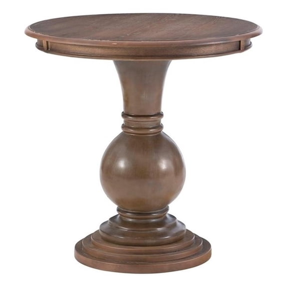 Pemberly Row Round Wood Accent Table Pedestal Base 26.5" High in Rustic ...