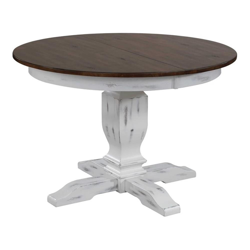Pemberly Row Round Wood Dining Table in Cocoa Brown / Cotton White ...