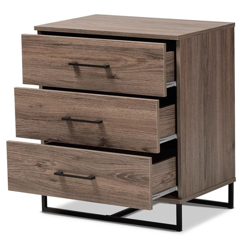 Pemberly Row Rustic Oak Finished Wood 3-Drawer Storage Chest - Walmart.com