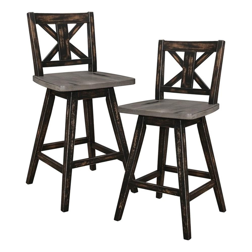 Pemberly Row Rustic Swivel Bar Stools Set of 2, Counter Height Chairs ...