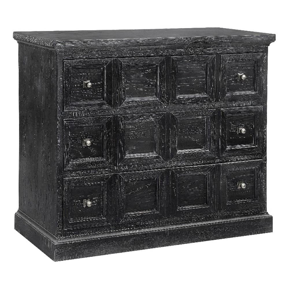 Pemberly Row Rustic Three Drawer Wood Accent Chest in Antique Black ...