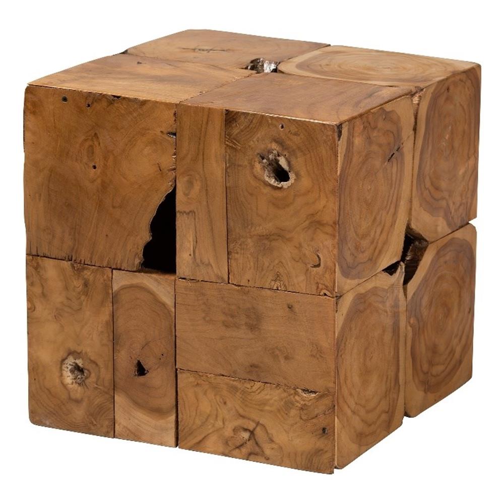 Pemberly Row Rustic Transitional Natural Brown Teak Root End Table ...