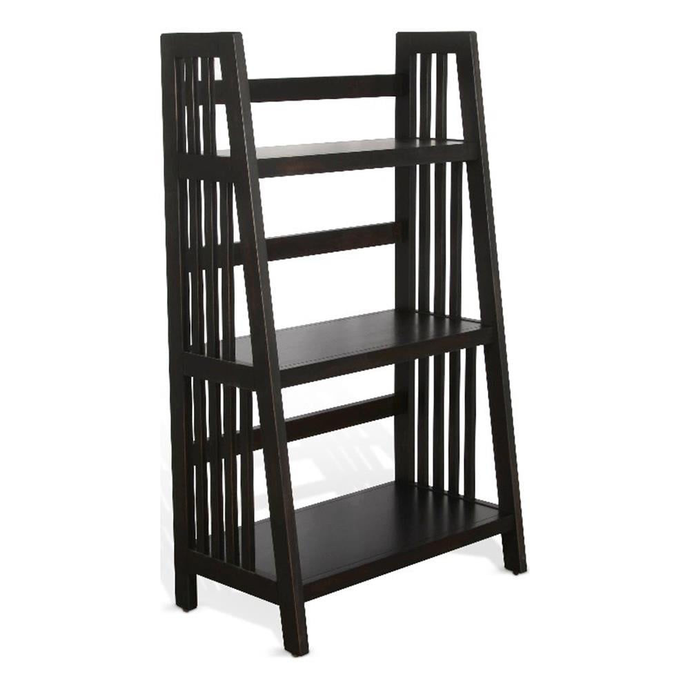 Pemberly Row Scottsdale 48" Mahogany Wood Folding Bookcase in Black ...