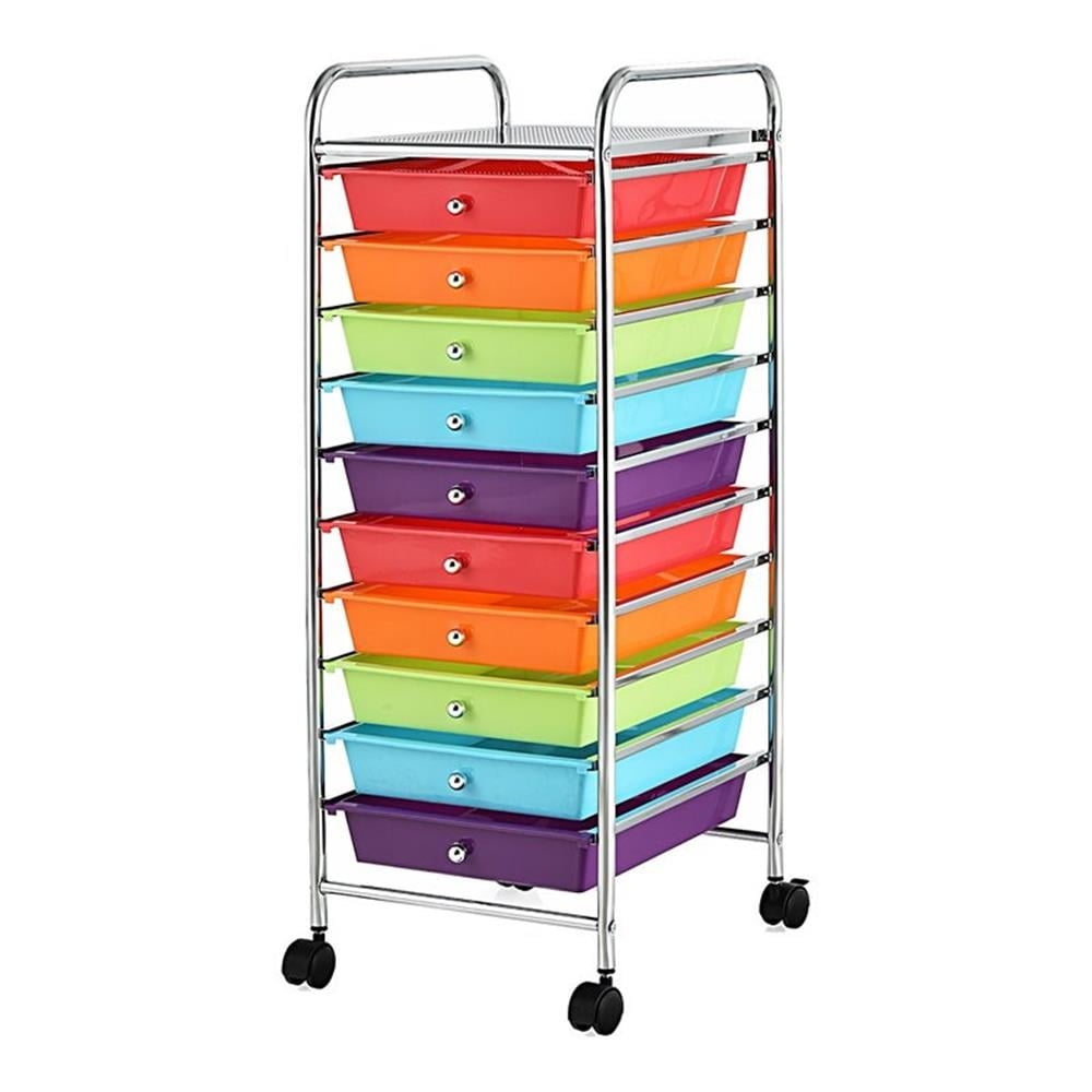 Pemberly Row Scrapbook Paper Rolling Storage Cart w/ 10 Drawer in Multi ...