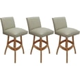 Pemberly Row Set of 3 Extra Tall Swivel Wood Stools 34" in Beige Vinyl ...