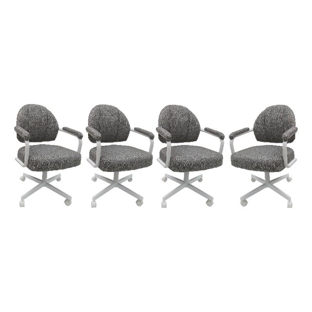 Pemberly Row Set of 4 - Swivel Metal Dining Caster Chairs in Gray and ...