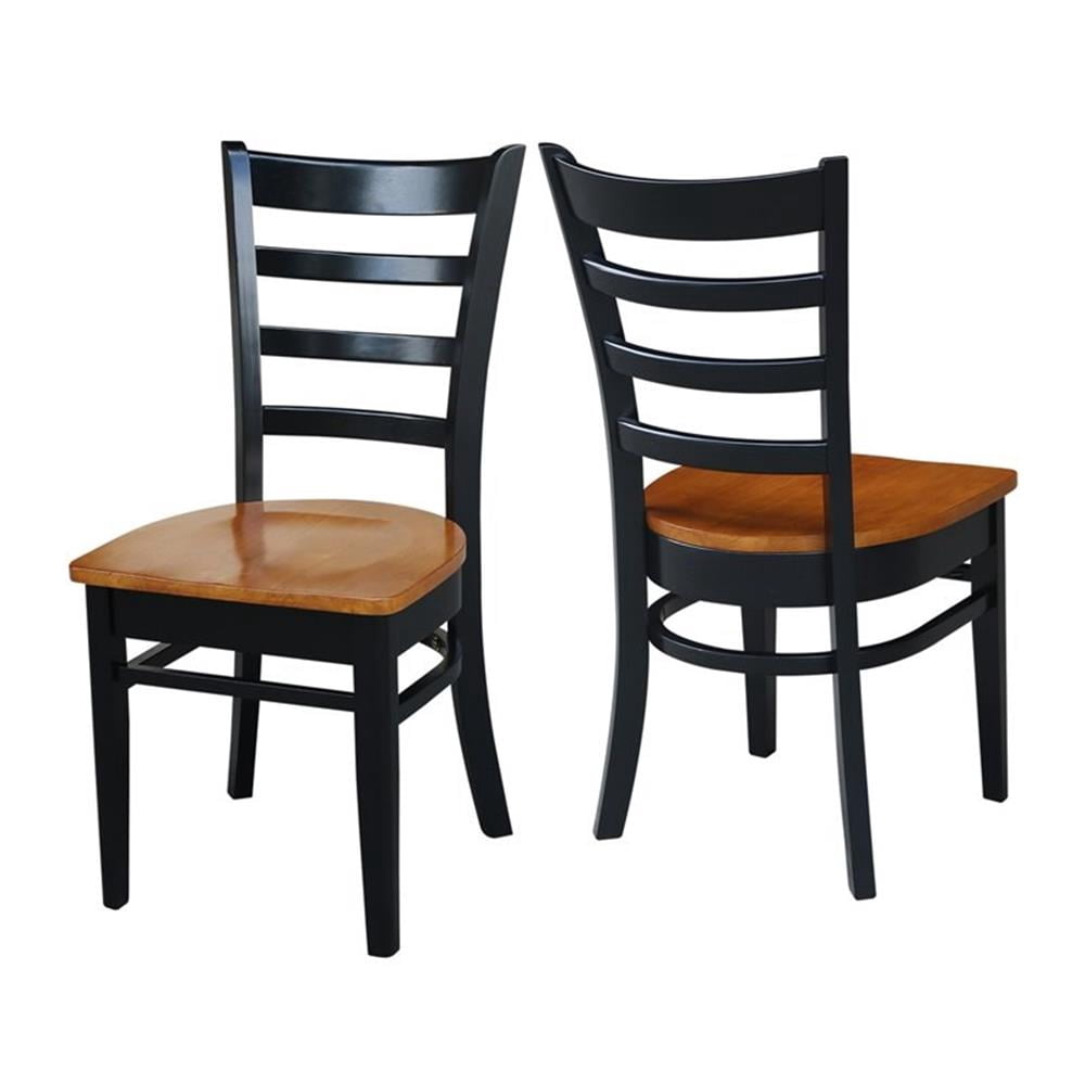 Pemberly Row Set of Two Solid Wood Emily Side Chairs in Black/Cherry ...