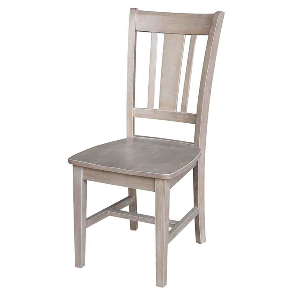 Pemberly Row Set of Two Solid Wood Splatback Chairs in Washed Gray ...