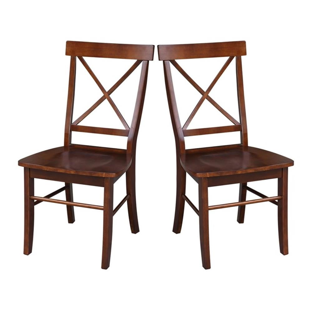Pemberly Row Set of Two X-Back Chairs with Solid Wood Seats in Espresso ...