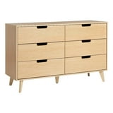 Pemberly Row Simple Wood 6 Drawer Dresser with Cut Out Handles ...