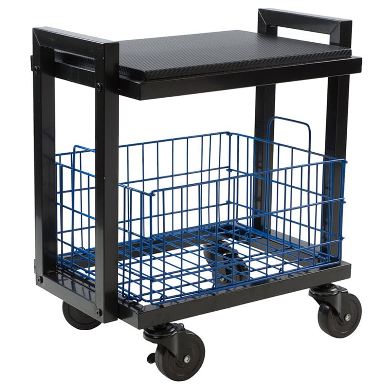 Pemberly Row Single Narrow Metal and Wire Cart System 2-Tier in Black ...