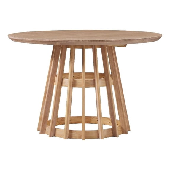 Pemberly Row Slatted Wood Pedestal Base Dining Table - 48 Inch ...