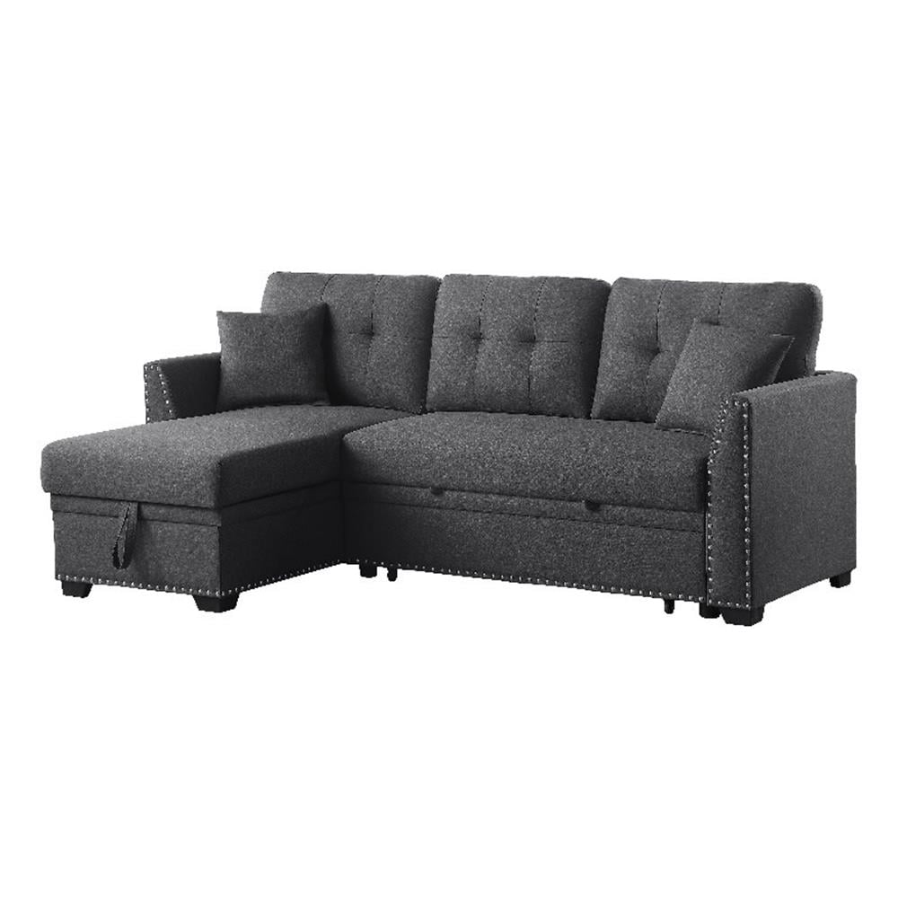 Pemberly Row Sleeper fabric Sofa Sectional w Reversible Storage DARK ...
