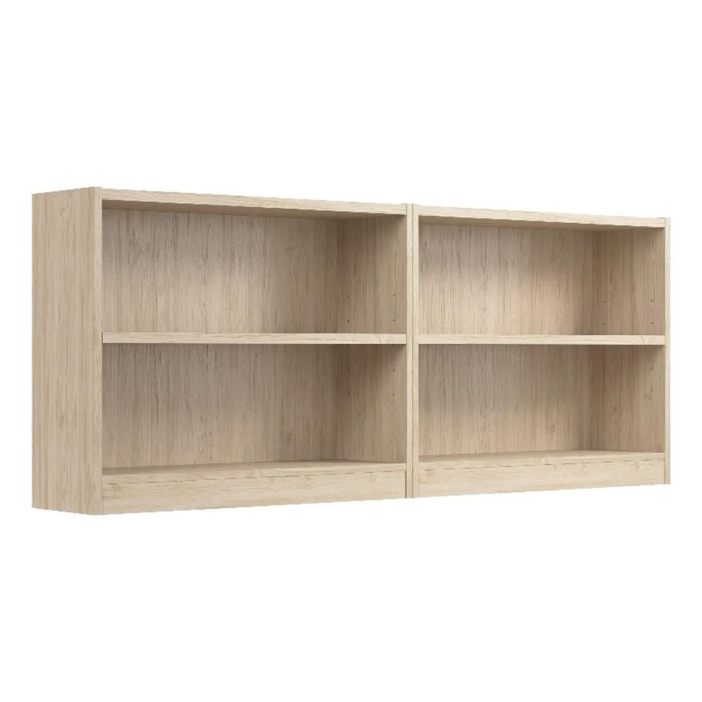Pemberly Row Small 2 Shelf Bookcase Set in Natural Elm - Engineered ...