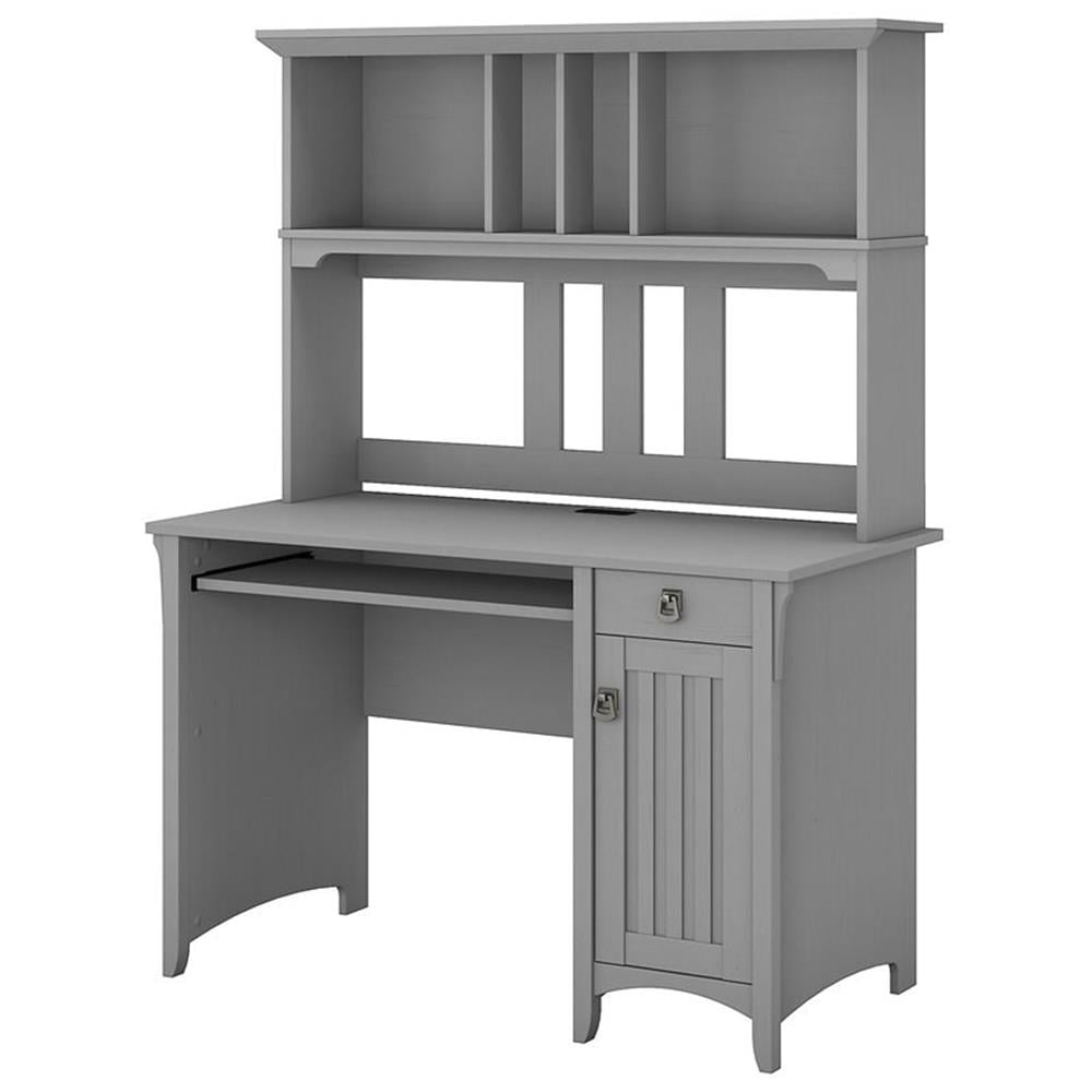 Pemberly Row Small Computer Desk with Hutch in Cape Cod Gray ...