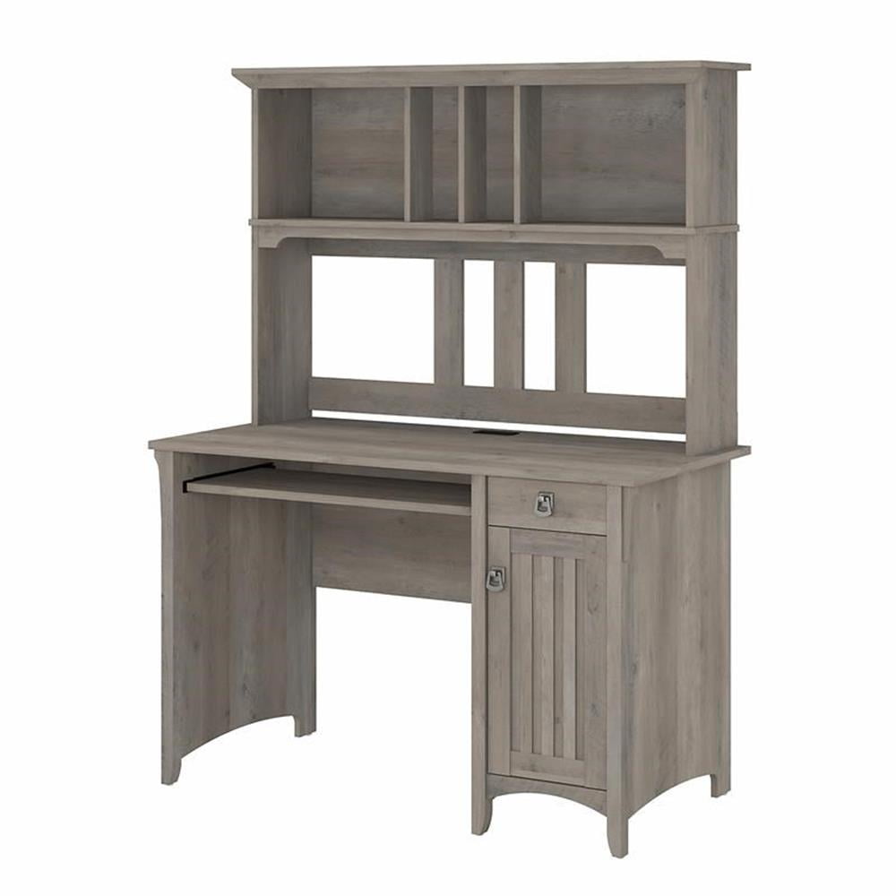 Pemberly Row Small Computer Desk with Hutch in Driftwood Gray ...