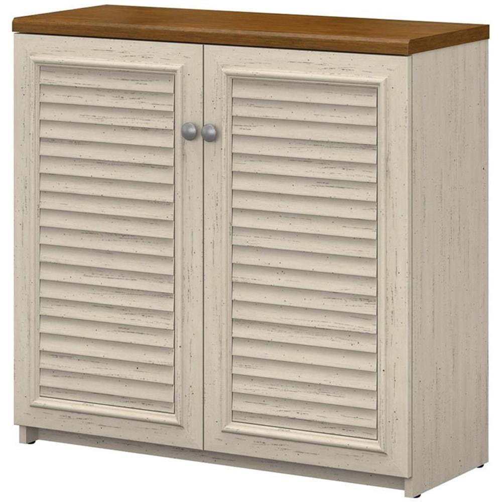 Pemberly Row Small Storage Cabinet with Doors in Antique White ...