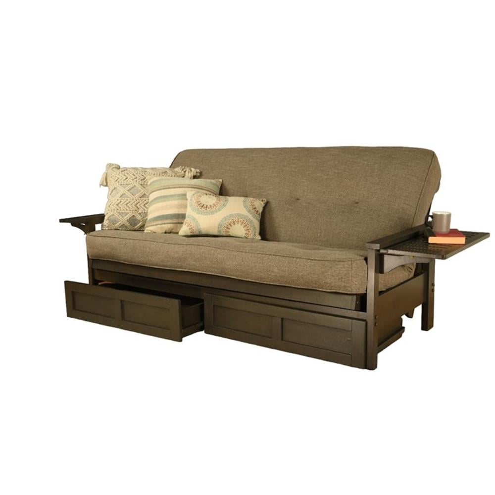 Pemberly Row Sofa Sleeper with Storage and Linen Stone Gray Mattress ...
