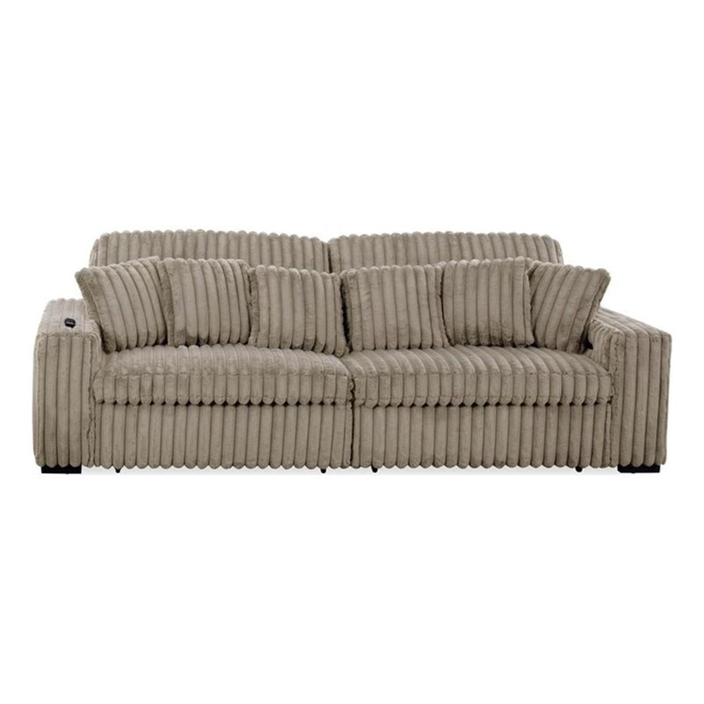 Pemberly Row Sofa Slider Power Recliner Glider in Presley Latte ...