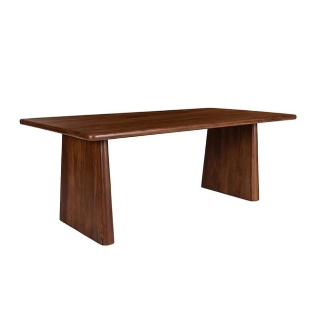Pemberly Row Solid Acacia Wood 80" Rectangle Dining Table in Walnut ...