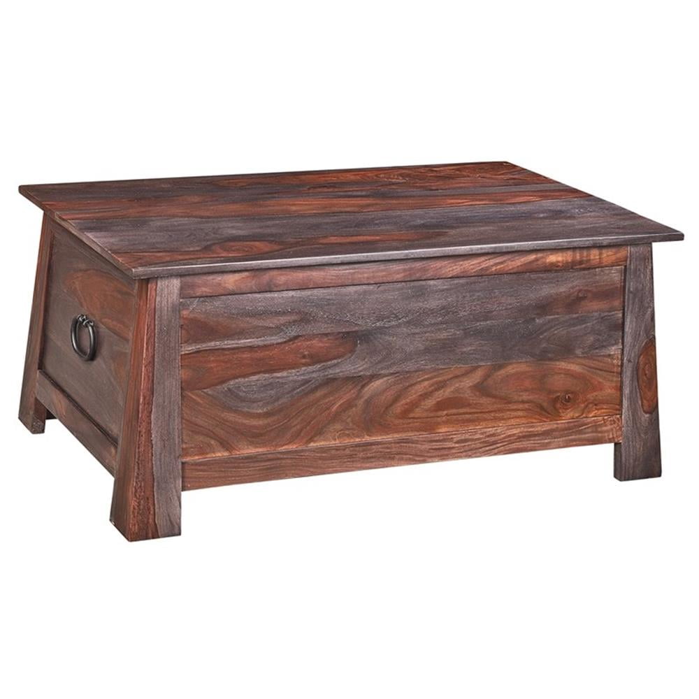 Pemberly Row Solid Sheesham Wood Trunk Coffee Table in Brown - Walmart.com
