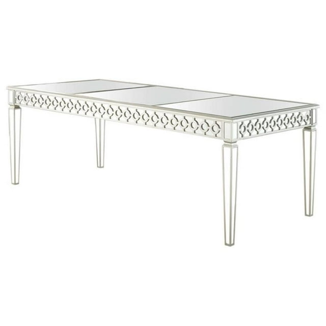 Pemberly Row Solid Wood Dining Room Table in Silver Mirrored - Walmart.com