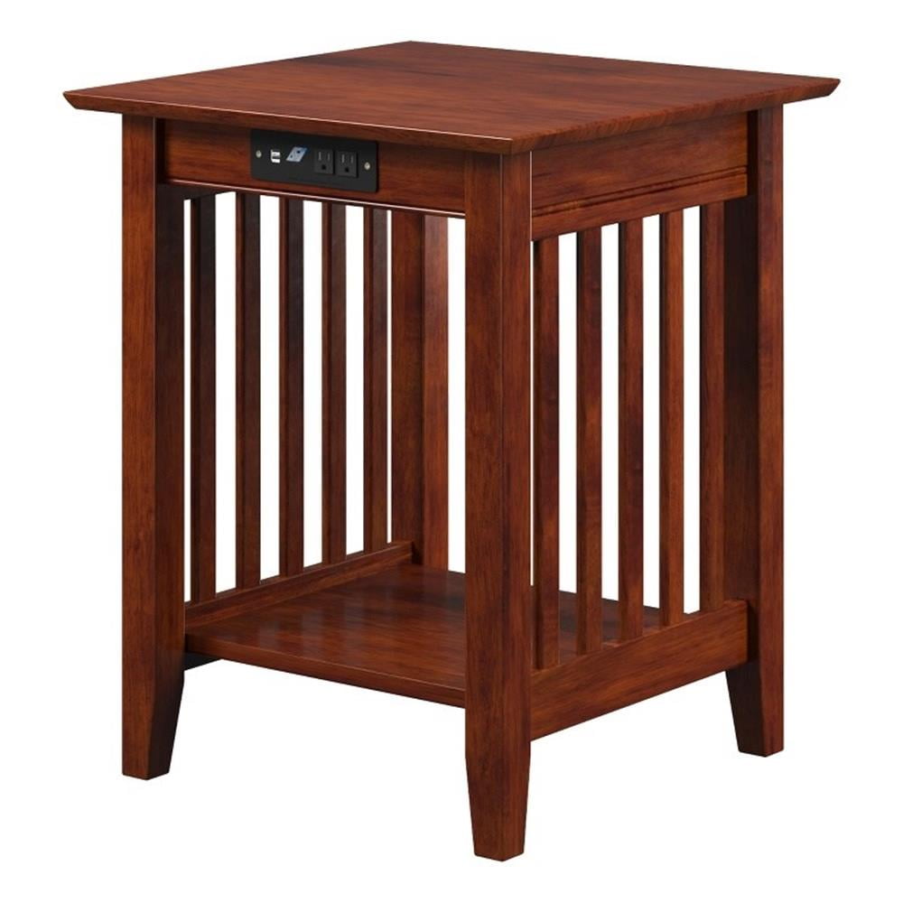 Pemberly Row Solid Wood Printer Stand with USB Charging Station in ...