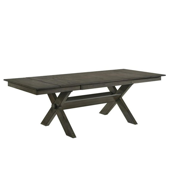 Pemberly Row Solid Wood Rectangle Dining Table in Rustic Brown ...