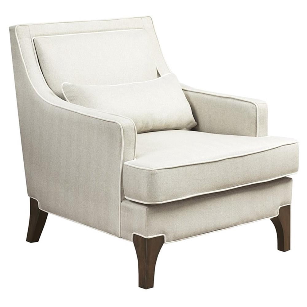 Pemberly Row Solid Wood and Polyester Arm Chair in Cream/Coffee ...