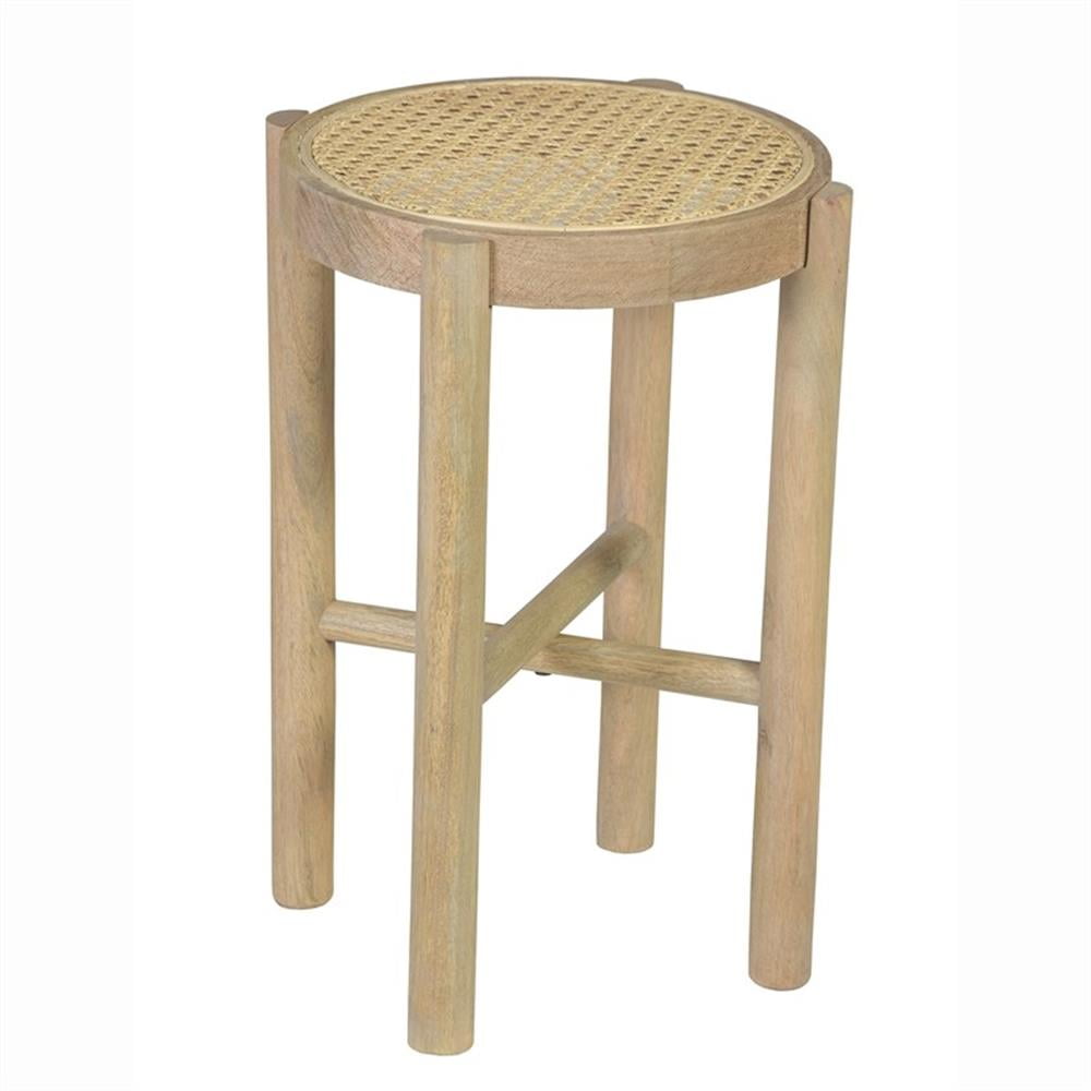 Pemberley Row Solid Mango Wood Natural Side Table Round Natural Cane ...