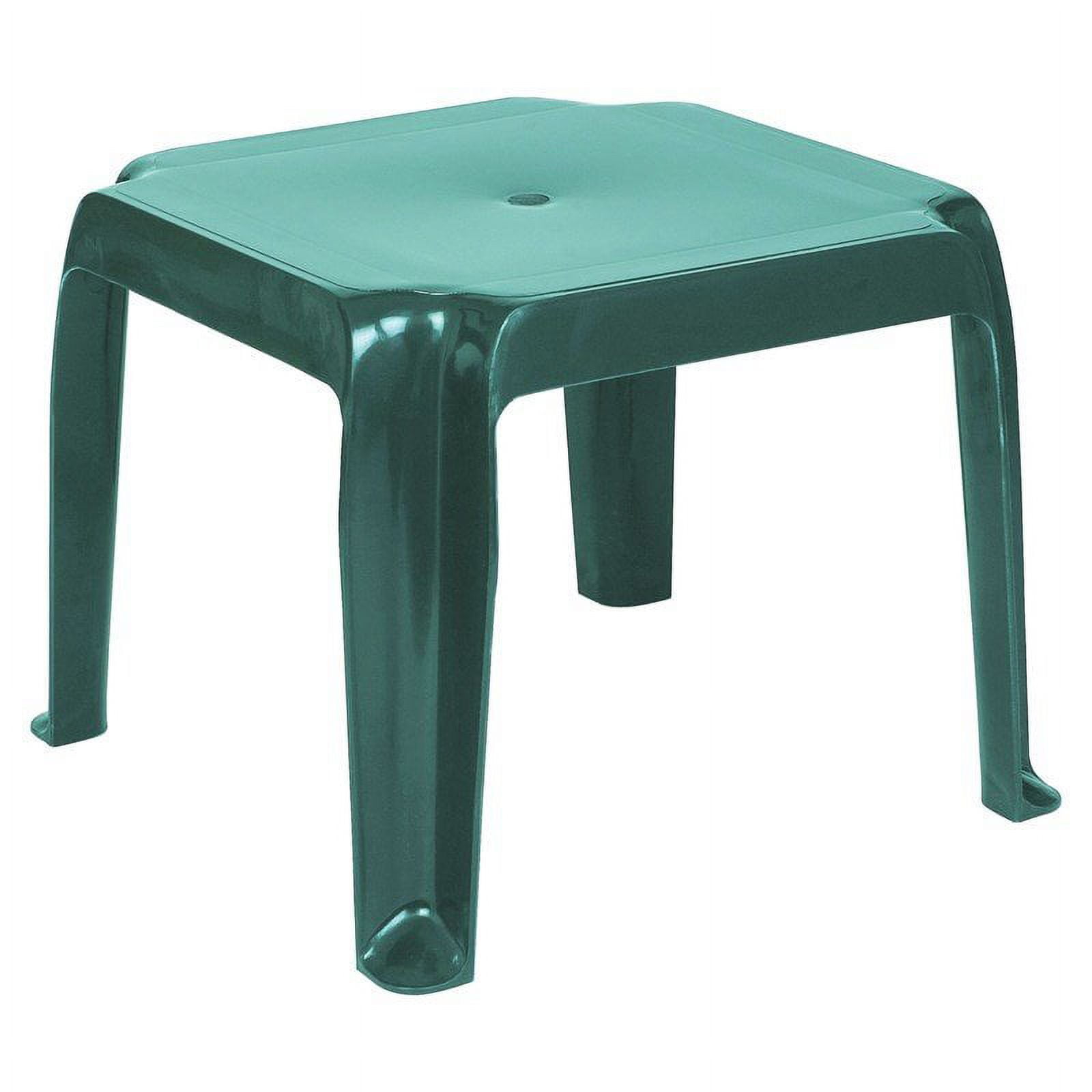 Pemberly Row Square Contemporary Resin Patio Side Table in Green ...