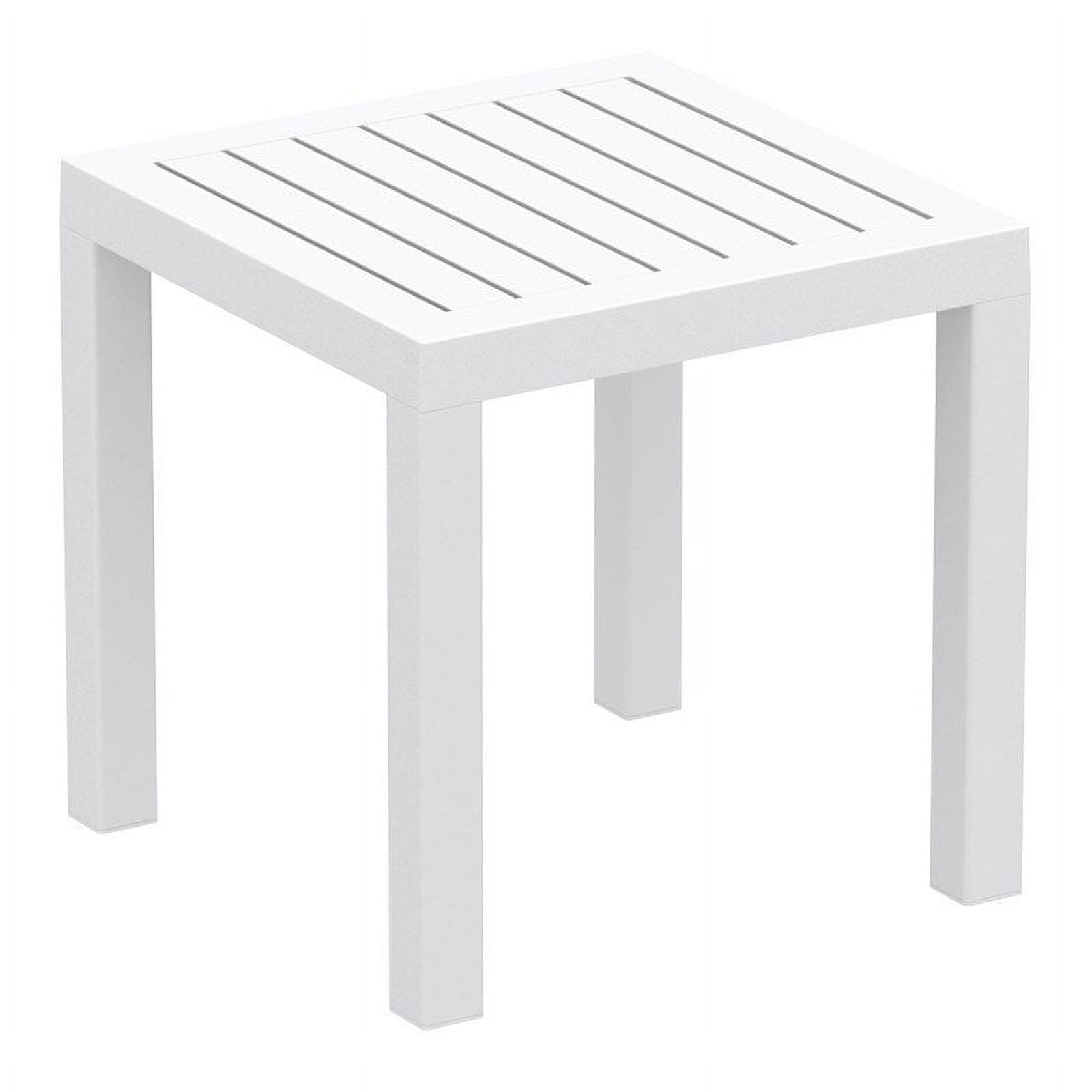 Pemberly Row Square Indoor or Outdoor Modern Resin Side Table in White ...
