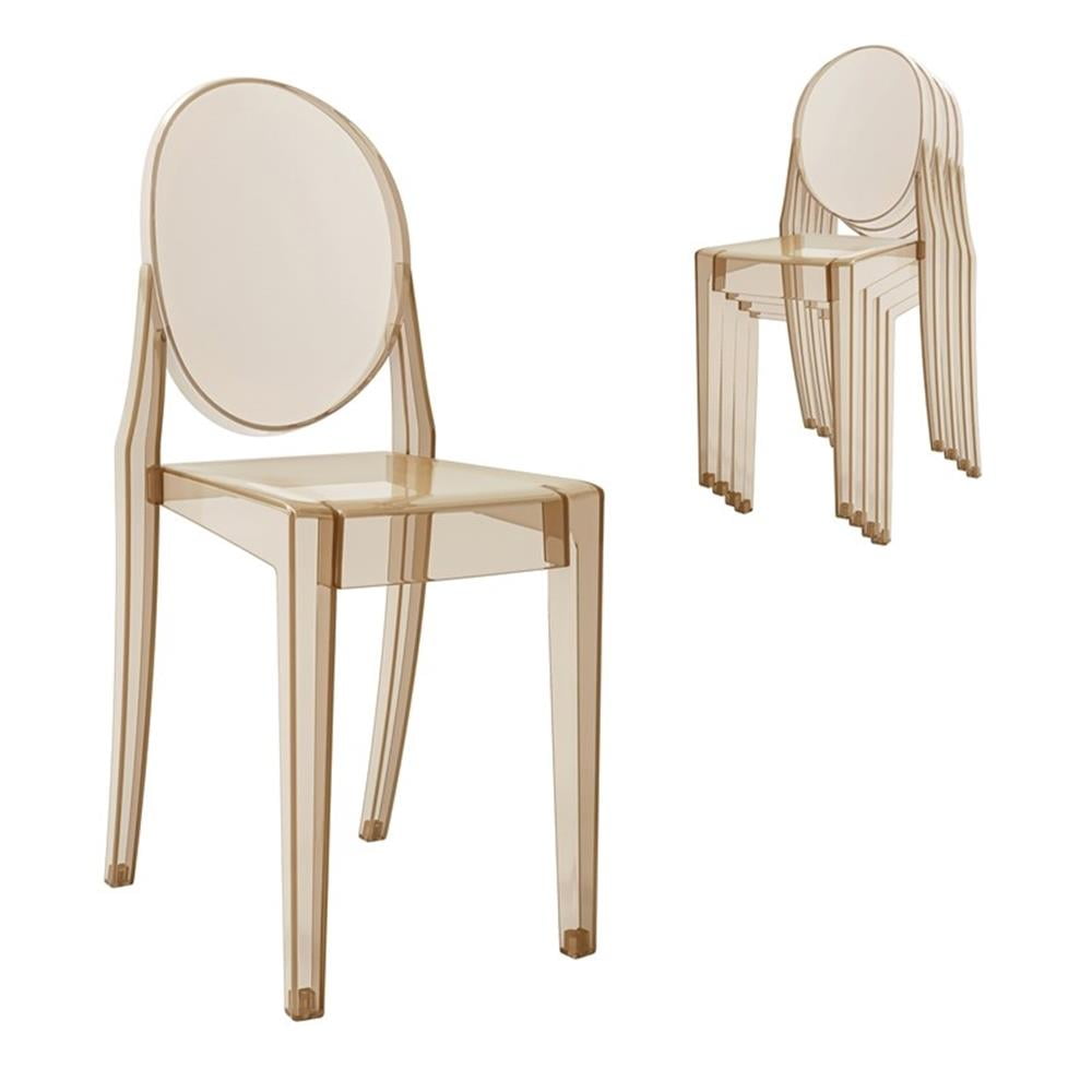 Pemberly Row Stackable Amber Acrylic Ghost Event Chairs - Set of 4 ...