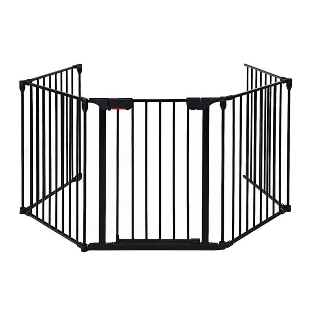 Pemberly Row Steel Fireplace Safety Fence Hearth Gate in Black Finish ...